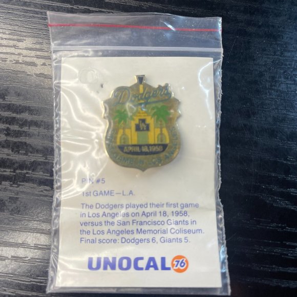 Other | Vintage Unocal 76 Dodgers First Game In La Pin 199 Set 5 Brand ...